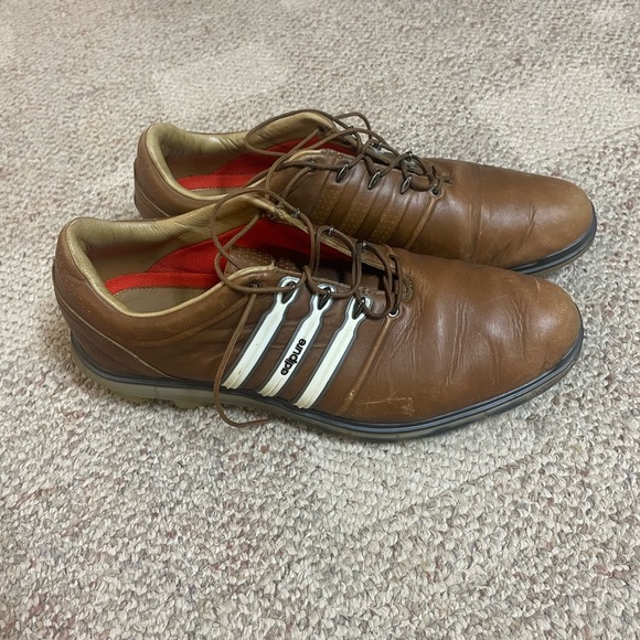 adidas | Shoes | Very Classy Adidas Adipure Brown Leather Golf Shoes ...
